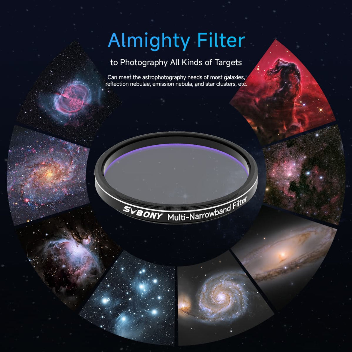 SVBONY SV240 Multi-Narrowband Filter Galaxy & Nebula NIR Near-infrared ...